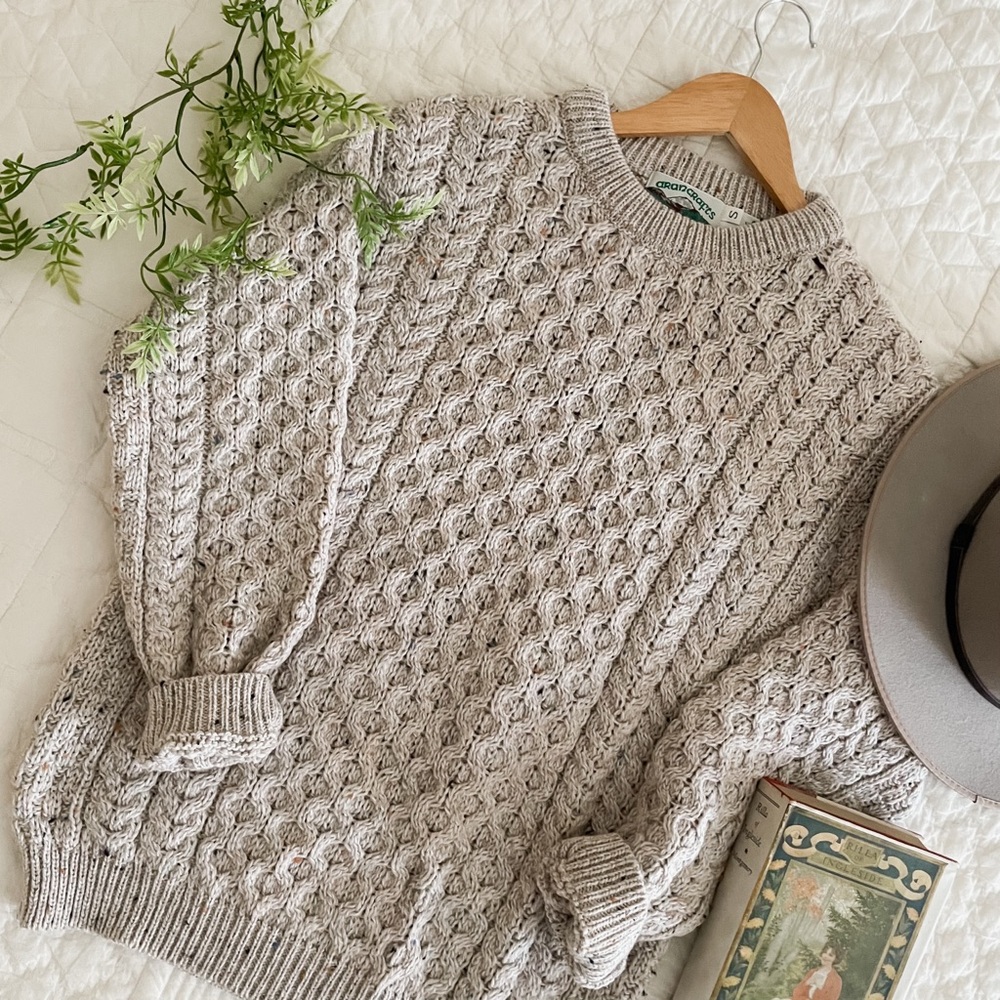 Aran Crafts Oatmeal Irish Sweater - Gem